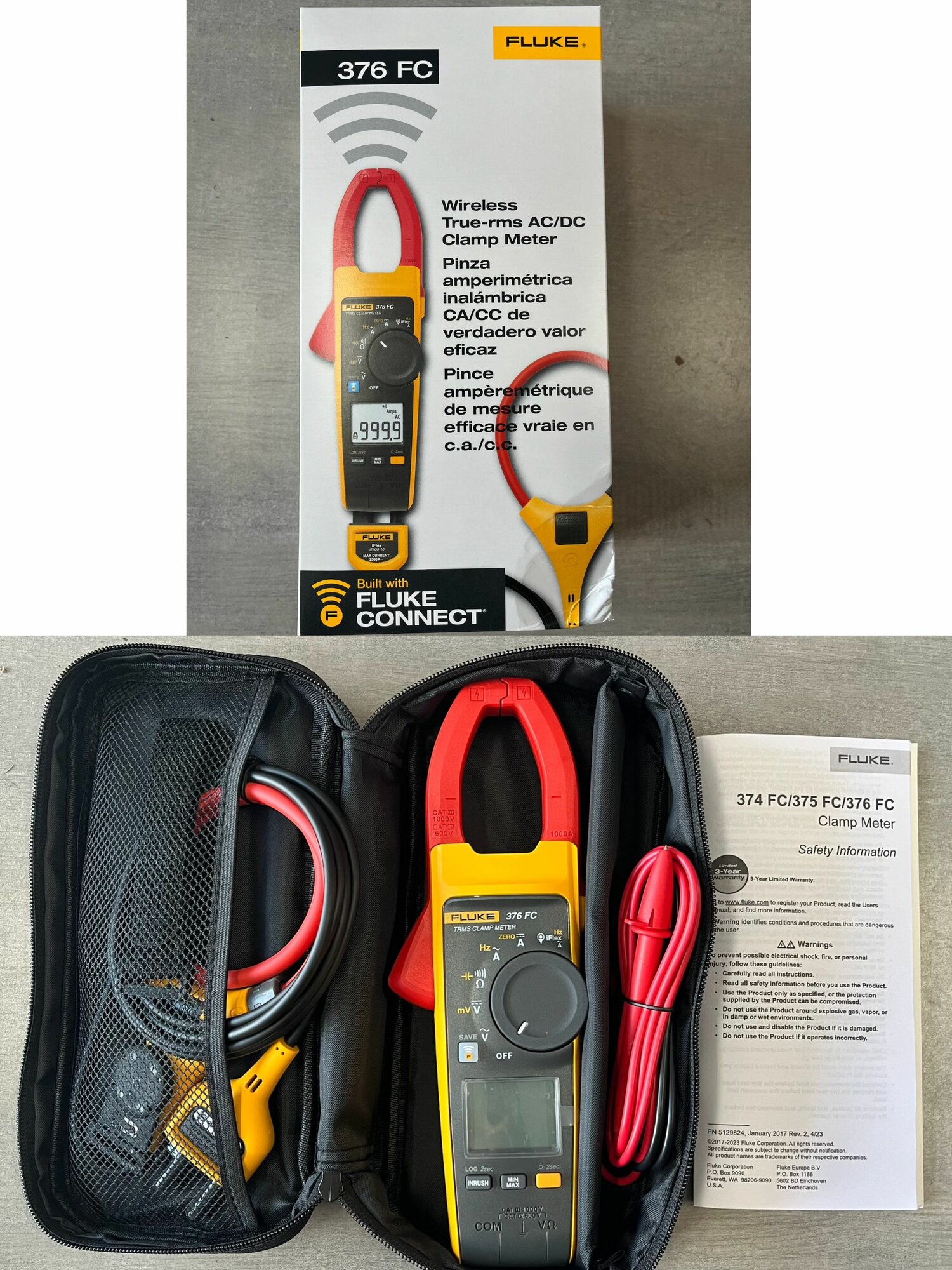 FLUKE 376FC Измерительные клещи истинного среднеквадратического значения переменного и постоянного тока