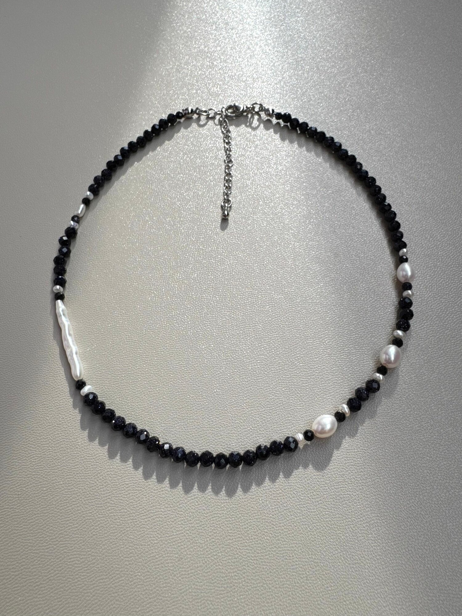 Колье, авантюрин, жемчуг пресноводный культивированный