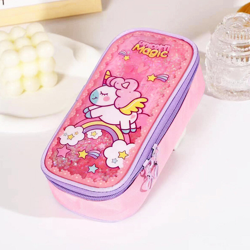 Пенал Liangpin Quicksand, розовый, с зыбучим песком, для студентов