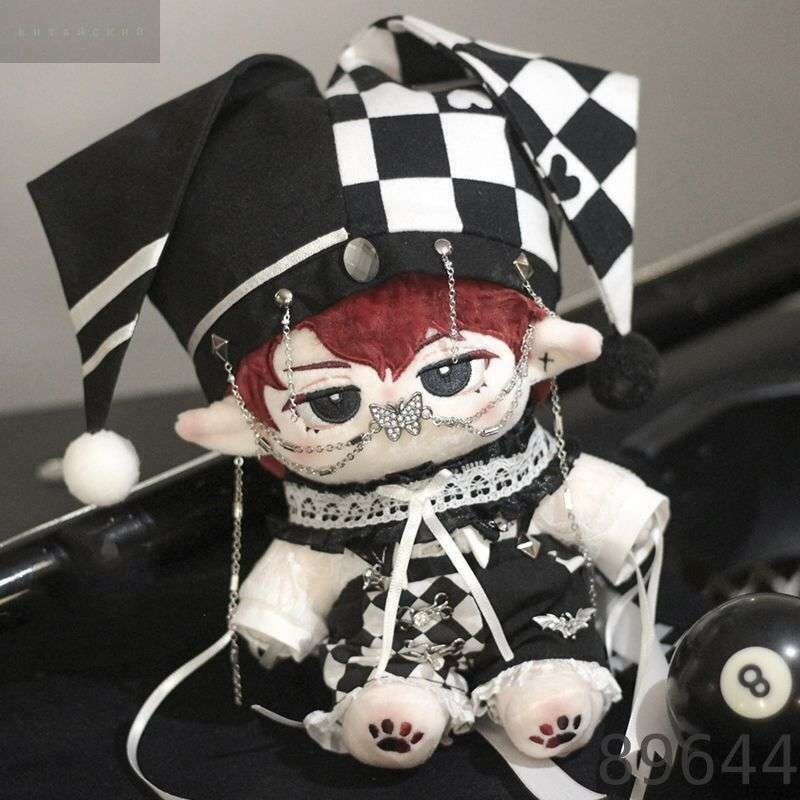 20 см красивая черно-белая клоунская цирковая плюшевая кукла-наряжалка, одежда, аксессуары для игрушек.22