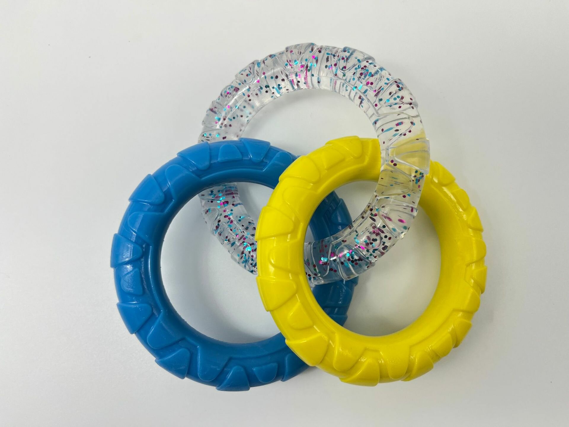 Домашняя собака Игрушка Собачье кольцо легко смыть, укус не плохой, утолщение TPR синий и желтый