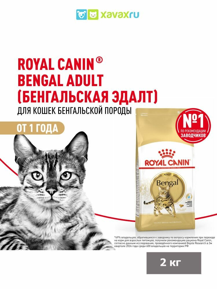 Сухой корм Royal Canin Bengal Adult для кошек бенгальской породы старше 12 месяцев, 2 кг