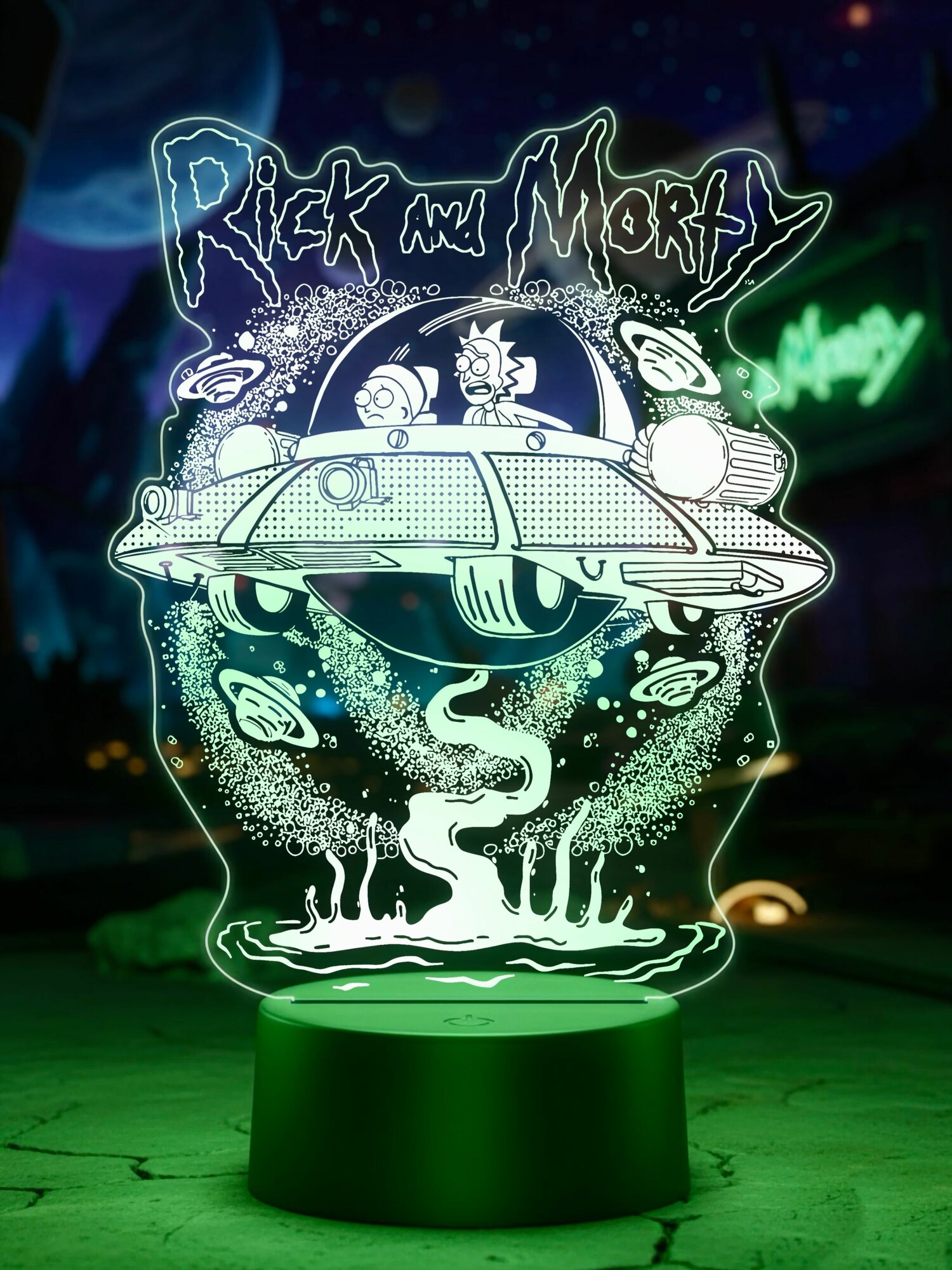 Ночник Рик и Морти - Rick And Morty. Подарок фанату мультсериалов — яркий декор в комнату или детскую: любимые герои, узнаваемая стилистика и настроение любимой анимации.