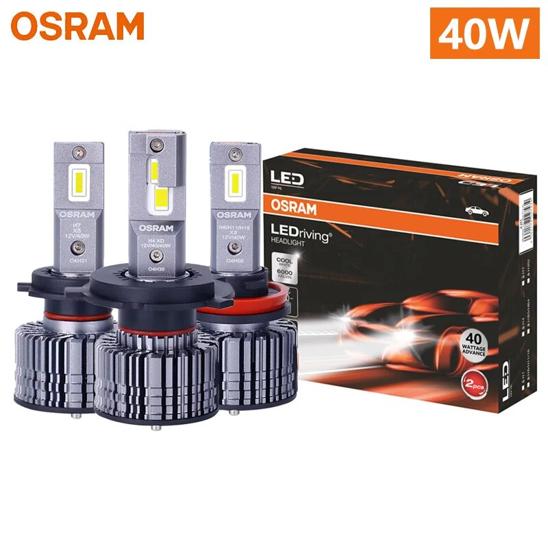 OSRAM Power LED H4 H7 H11 Автомобильная фара 40 Вт Яркие 6000K Белые лампы H1 H8 9005 9006 9012 H7