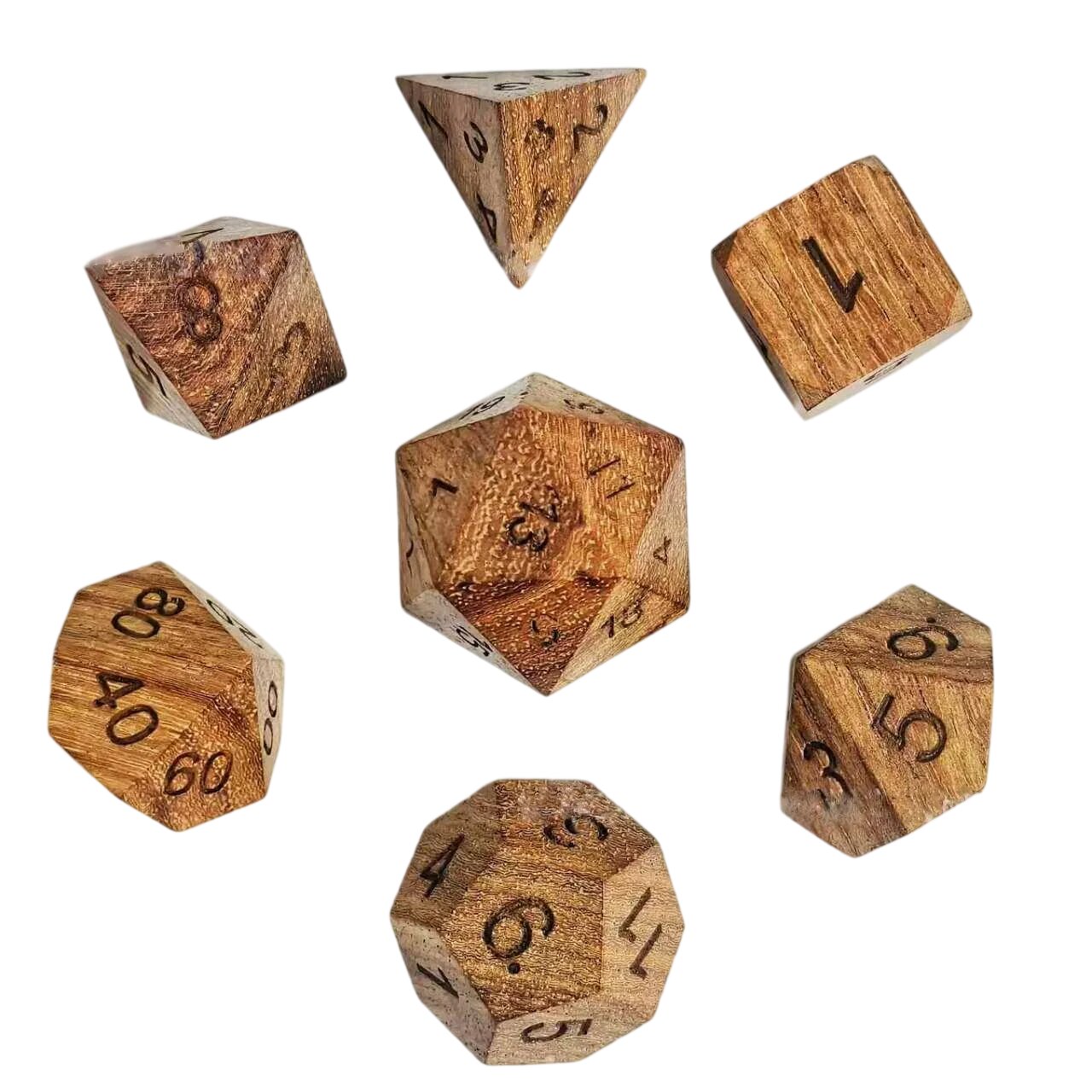Деревянный набор кубиков DND Teak (D6, D20, D4, D8, D10, D12)