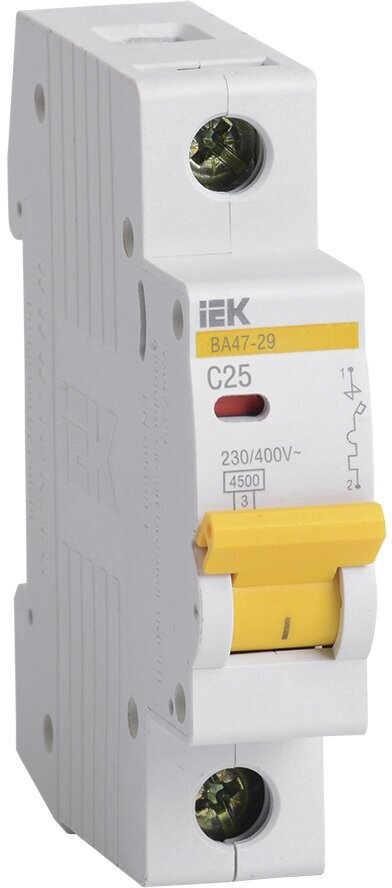Выключатель автоматический IEK MVA20-1-025-C ВА47-29 25A тип C 4.5kA 1П 230/400В 1мод белый (упак:1шт)
