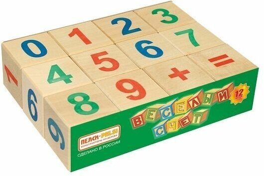 Pelsi - Кубики "Веселый счет", 12 шт. Размер: 38х38 мм.