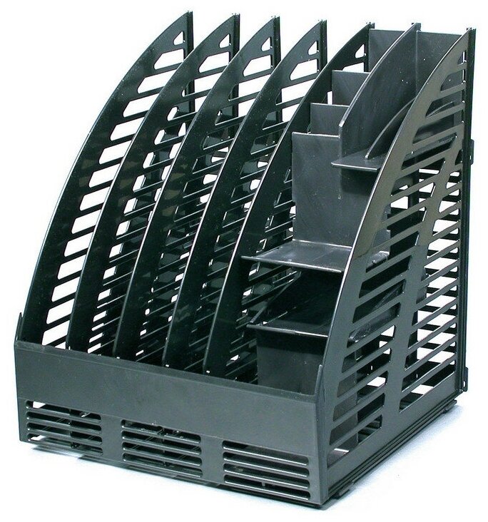 Вертикальный накопитель Attache пластиковый черный ширина 240 мм 4 отделения + органайзер 72583