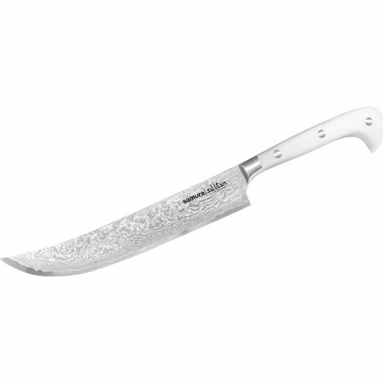 Нож кухонный для нарезки Пчак Samura SULTAN, 210 мм, G-10, белый, дамаск 67 слоев, с больстером (SU-0045DBW/K)