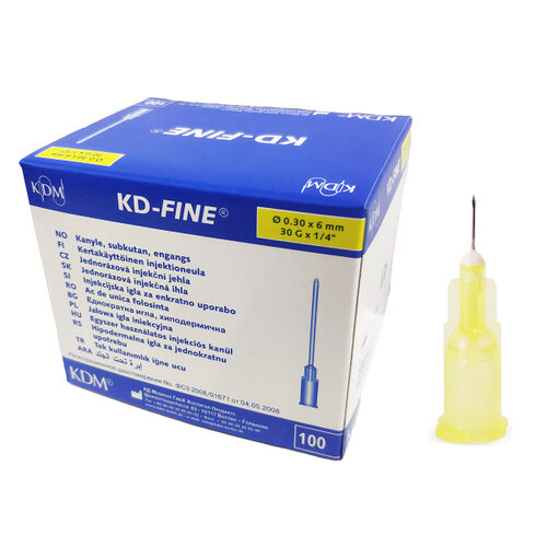 100шт KD-Fine Игла для мезотерапии инъекционная 30G длина 6мм Германия