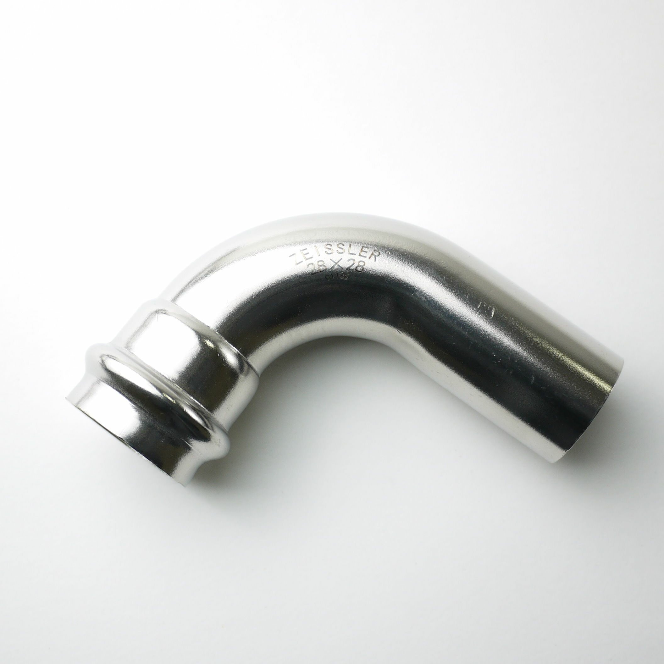 Пресс-отвод 90 х28 из нержавеющей стали однораструбный