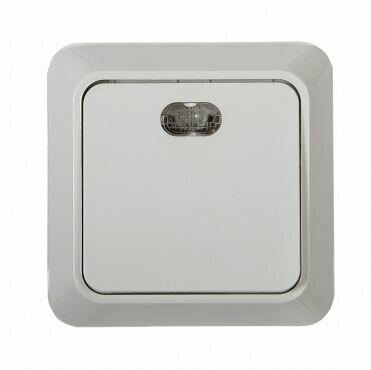 Выключатель одноклавишный с подсветкой BOLLETO белый накладной 7121 IN HOME