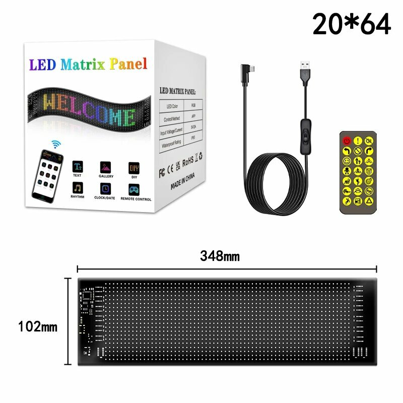 Wiscolor гибкая светодиодная матрица RGB USB 5В 20x64