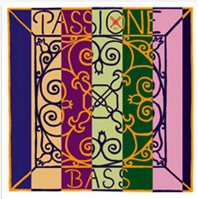 Double bass string set Pirastro Passione Orchestra Solo 349000 - Twisted solo steel strings with chrome steel winding with warm rounded sound, complex overtones and good projection. Powerful and warm pizzicato, sensitive response to bow movements, express