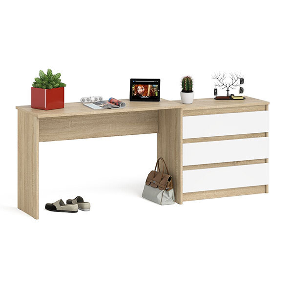 Стол письменный Мори МСП1200.1 + Комод МК800.1, цвет дуб сонома/белый