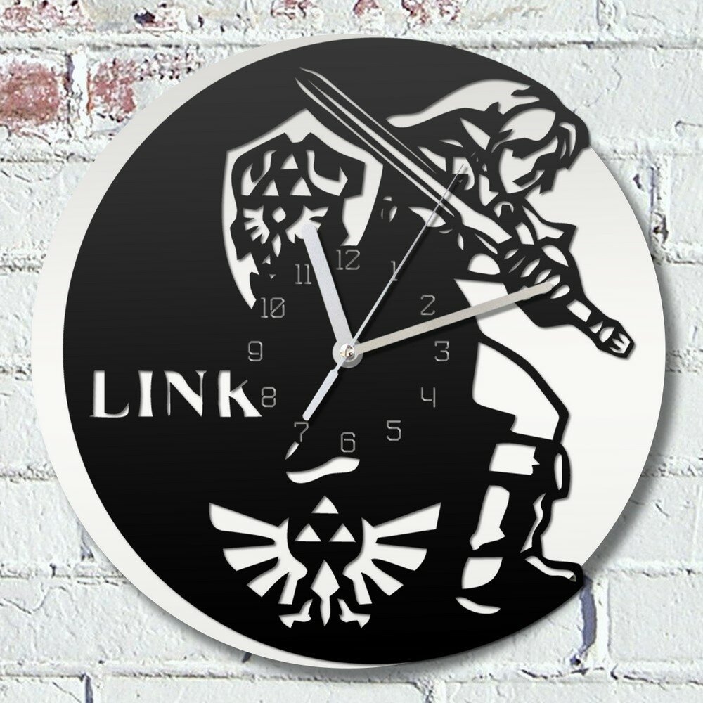 Настенные деревянные бесшумные часы Игры Zelda (Зельда, игра, The Legend of Zelda, Свитч, Линк, Марио) - 5242