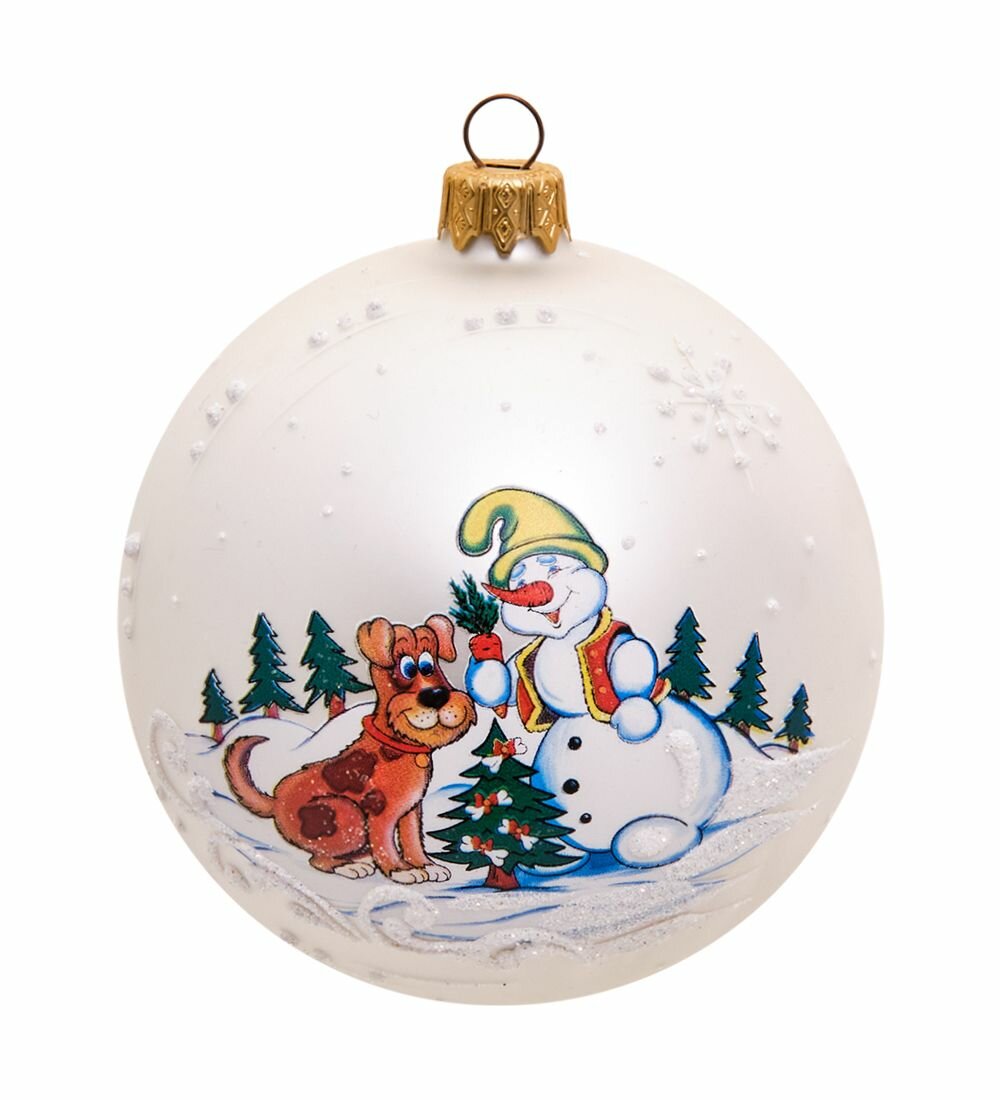 Елочная игрушка Шар 'Снеговик' 85 мм