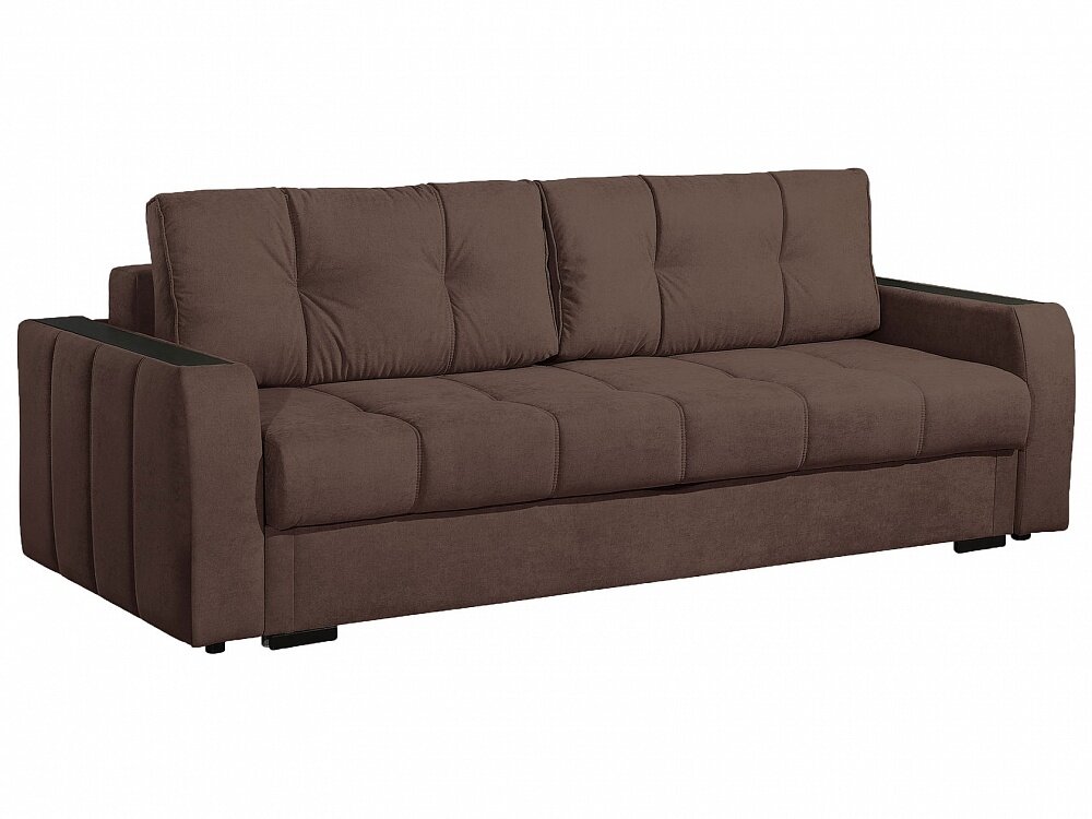 Прямой диван Бостон Коричневый Велюр, пантограф (тик-так), 230х100х86 см, с ящиком для белья
