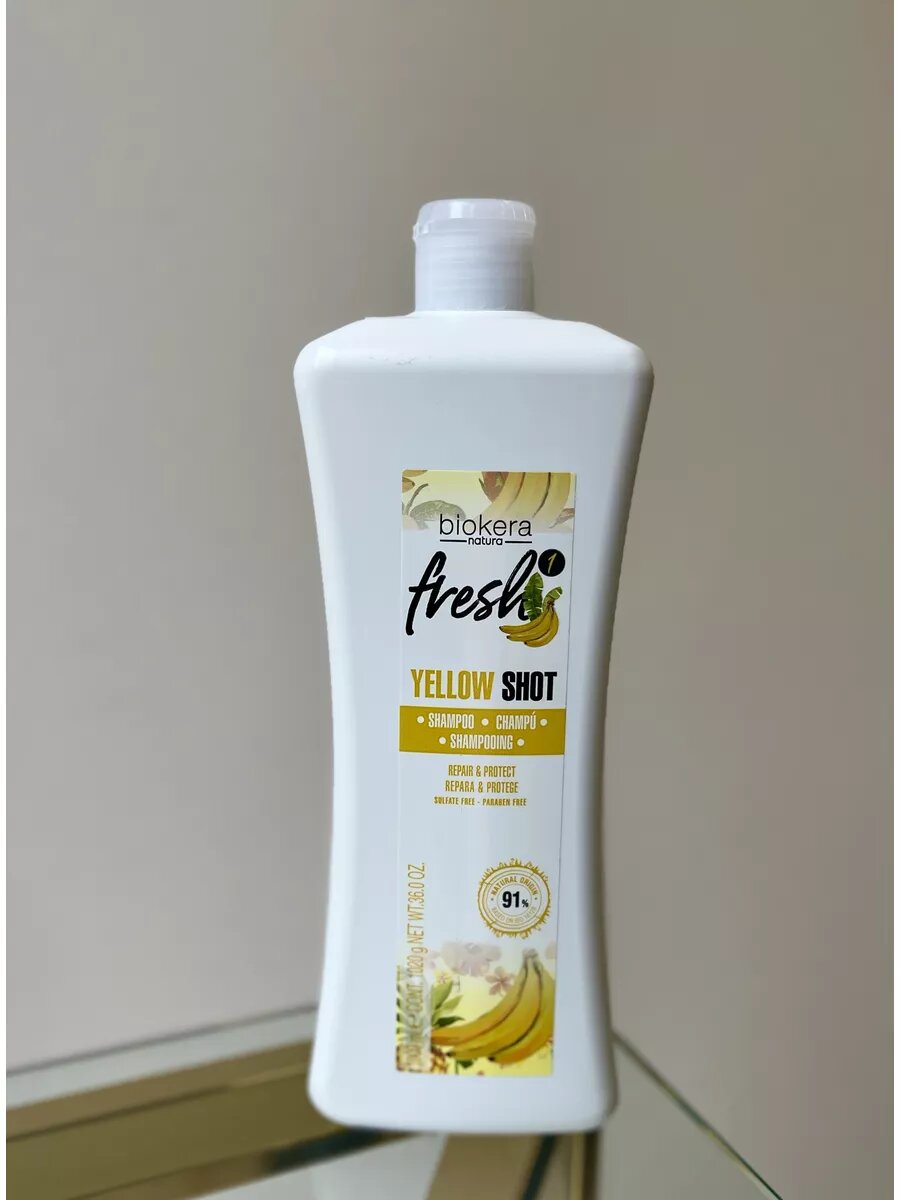 Шампунь восстанавливающий с бананом YELLOW SHOT Biokera 1л.
