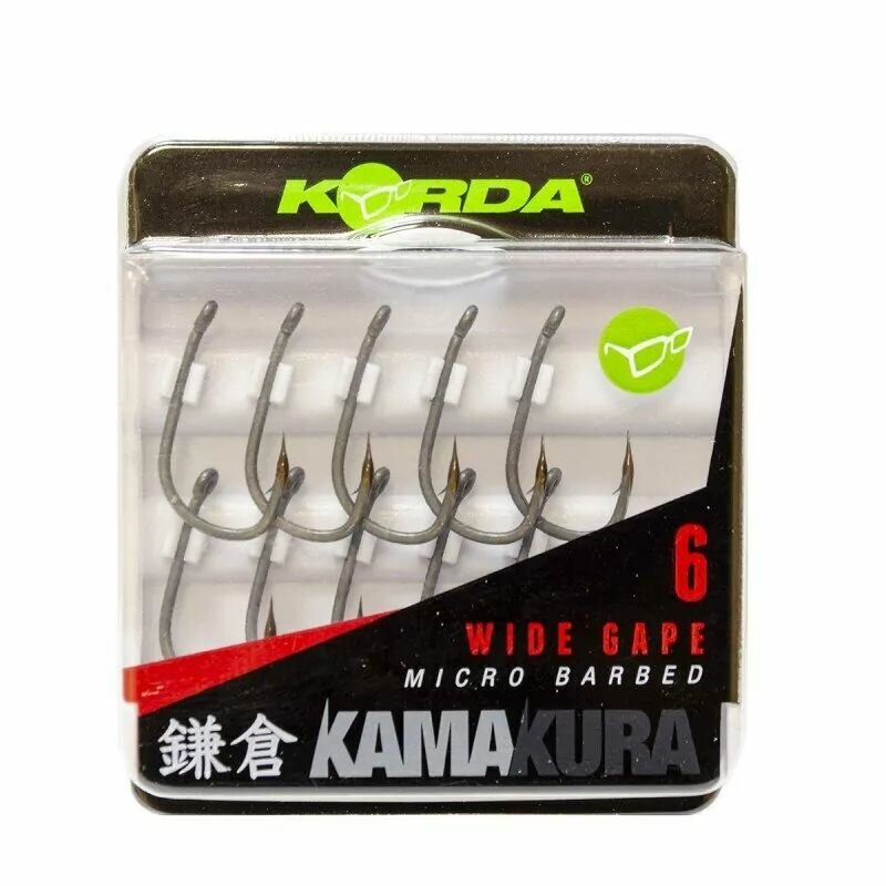 KORDA Крючок Kamakura Wide Gape 6 с бородкой 10шт.