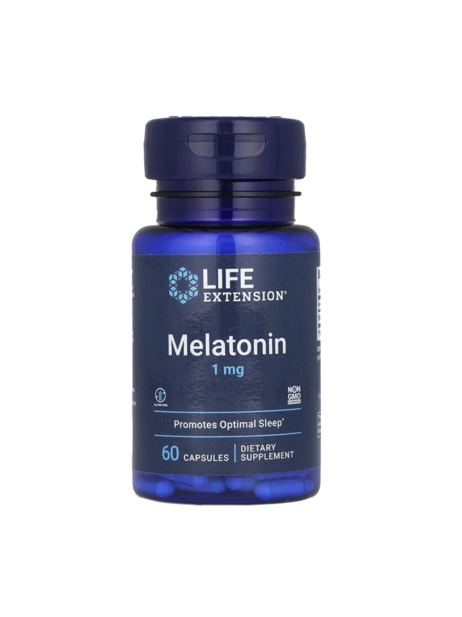 Life Extension Melatonin, 1 mg, 60 caps , повышает тонус, укрепляет иммунитет