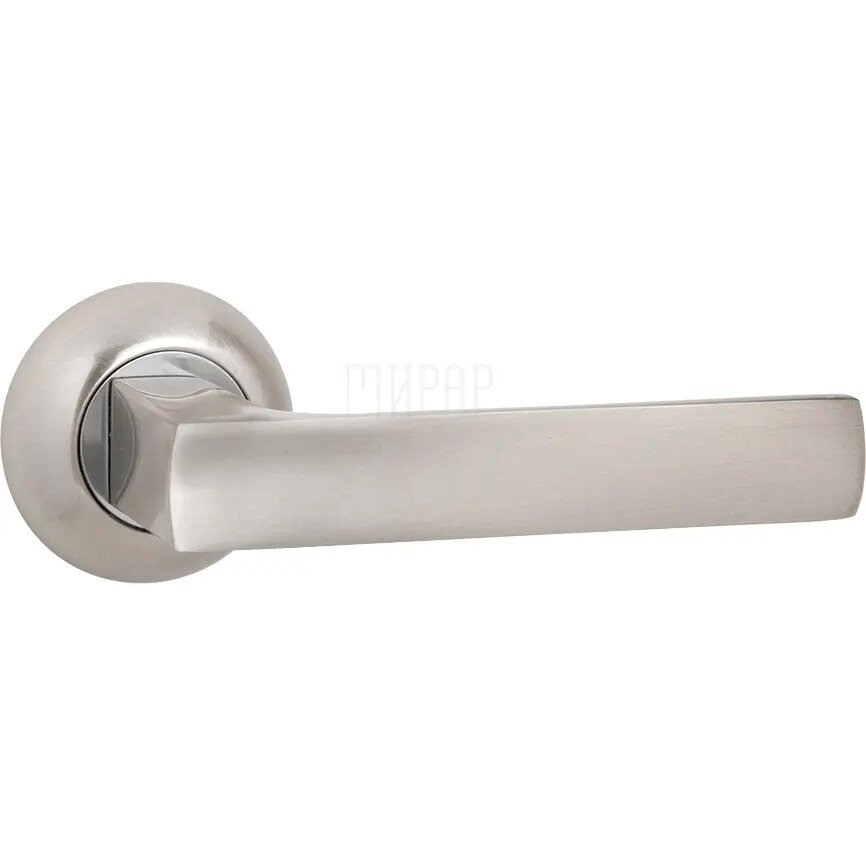 Дверная ручка Ajax (Аякс) на круглой розетке "ERGO" JR матовый никель + хром