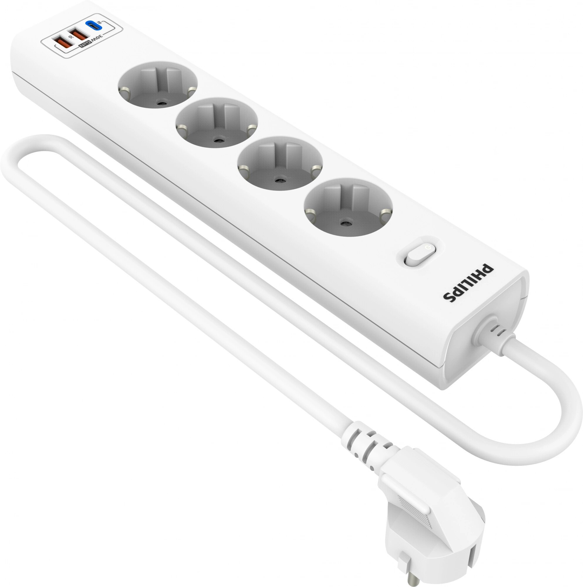 Сетевой фильтр PHILIPS удлинитель CHP8246WB/51 3м 4 розетки белый