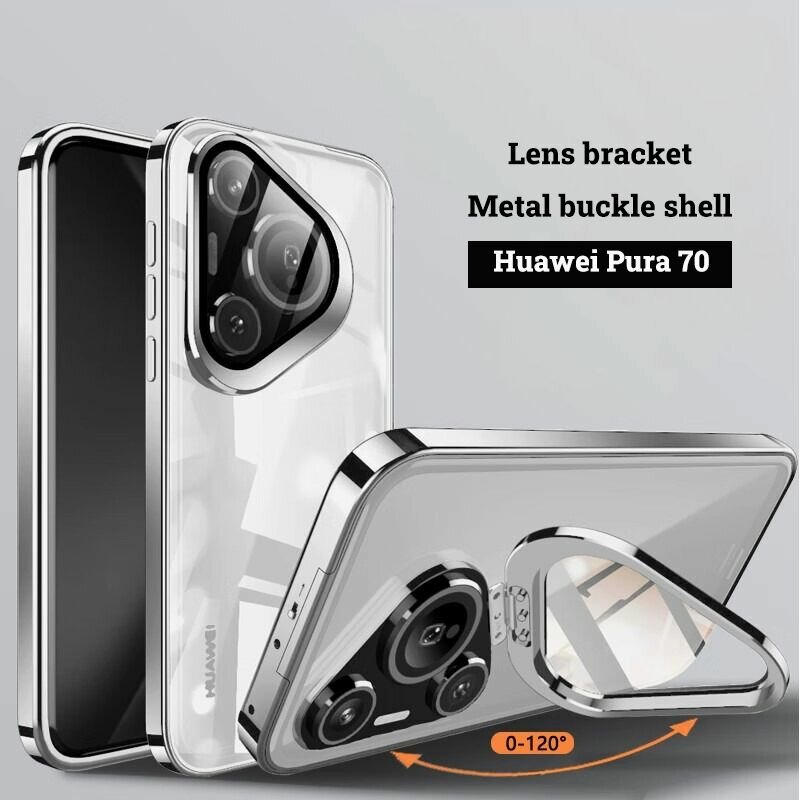 Чехол для Huawei Pura 70, прозрачная стеклянная крышка камеры и держатель для телефона