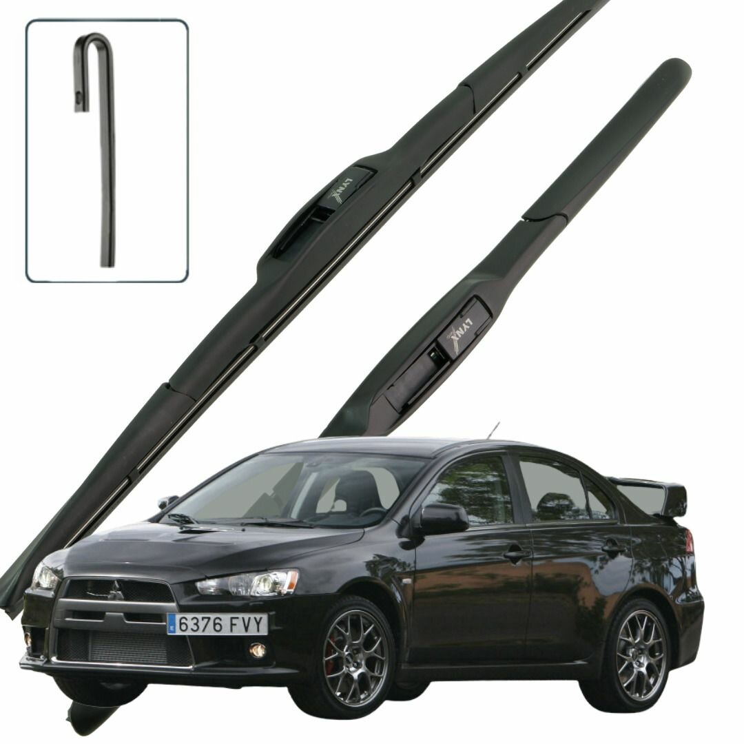 Дворники Mitsubishi Lancer Evolution (10) CZ4A / Митсубиси Лансер Эволюшн 2008 2009 2010 2011 2012 2013 2014 2015 2016 2017 Щетки гибридные LYNXauto 600мм-400мм к-т 2шт.