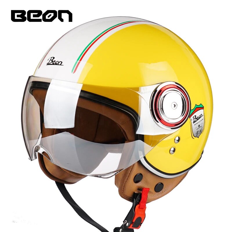 Винтажный мотоциклетный шлем BEON Chopper 3/4 с открытым лицом, мотошлем, мото Casco Capacete, мужской и женский шлем для скутера, мотоциклетный шлем