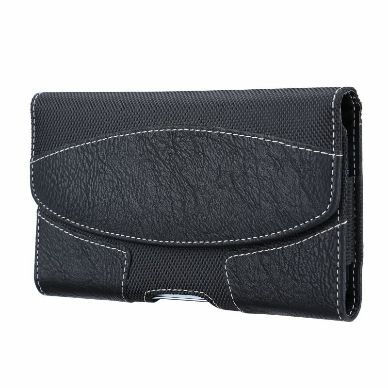 Поясная сумка, мобильный телефон, кожаный чехол, бумажник-черный-L