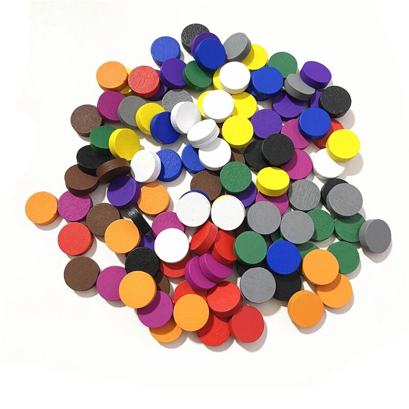 Деревянные игровые фигуры 15*5 мм 100 шт Mix all colors