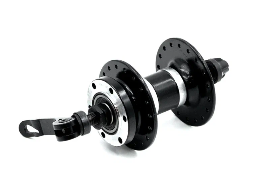 Втулка передняя QS-411F, алюминий, черная, 36 отверстий, под т. диск 6 болтов