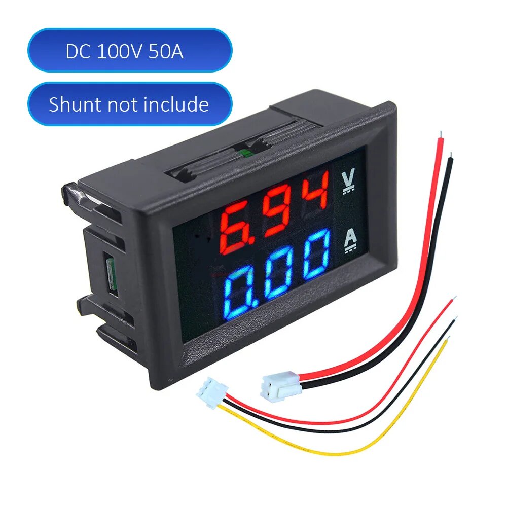 Вольтметр Амперметр DC 100V 50A Red Blue