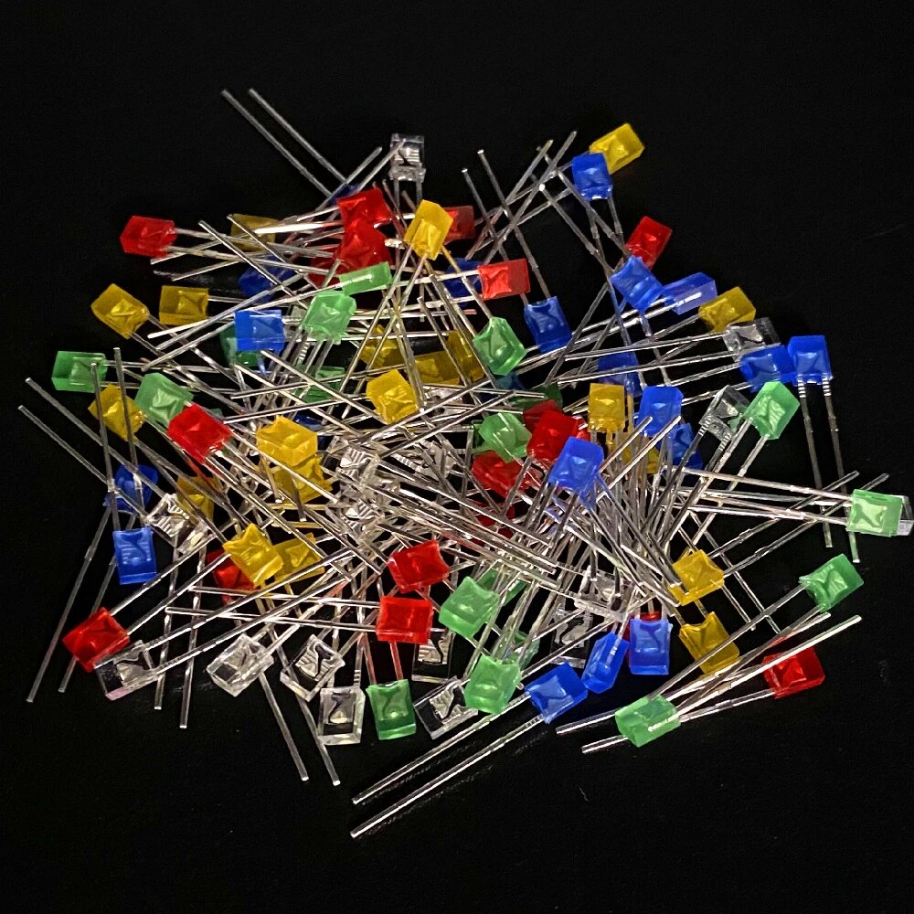 Набор светодиодов 5 цветов 2x3x4 мм, 100 шт, Color: 5Color Kit