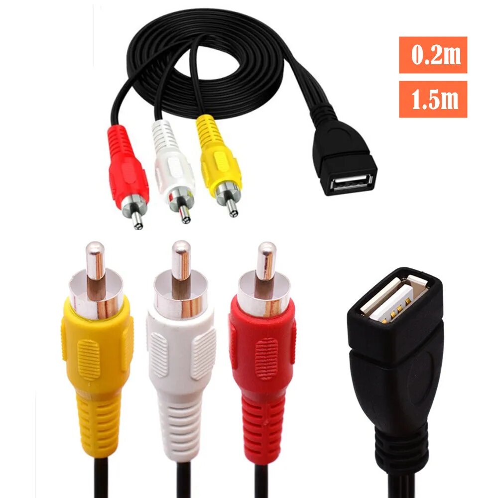UXG USB A на 3 RCA AV кабель 1,5 м