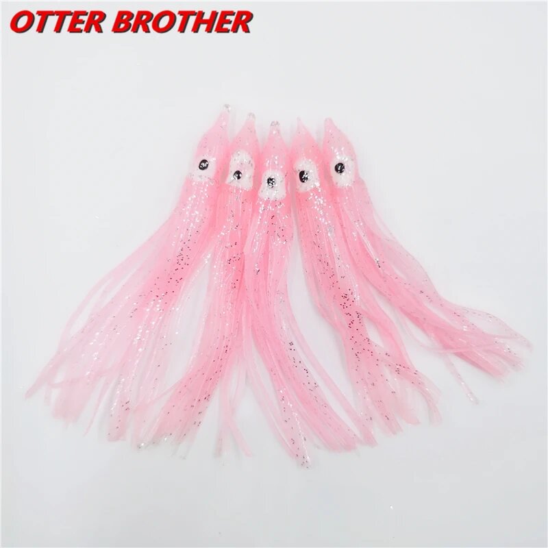5 шт. мягкие приманки OTTER BROTHER для ночной рыбалки 50/90/120 мм Розовый, 90mm, Luminous Pink