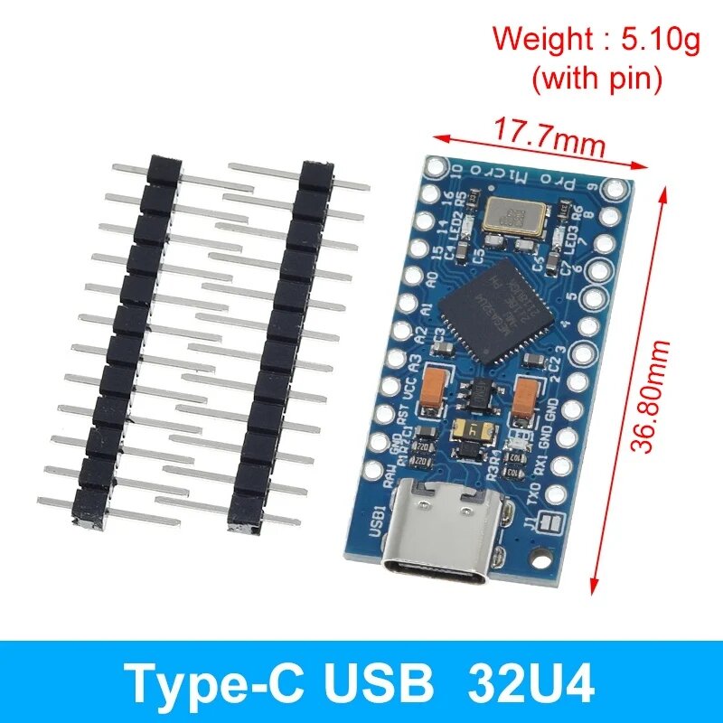 Про-Микро плата Arduino ATmega32U4 Type-C USB