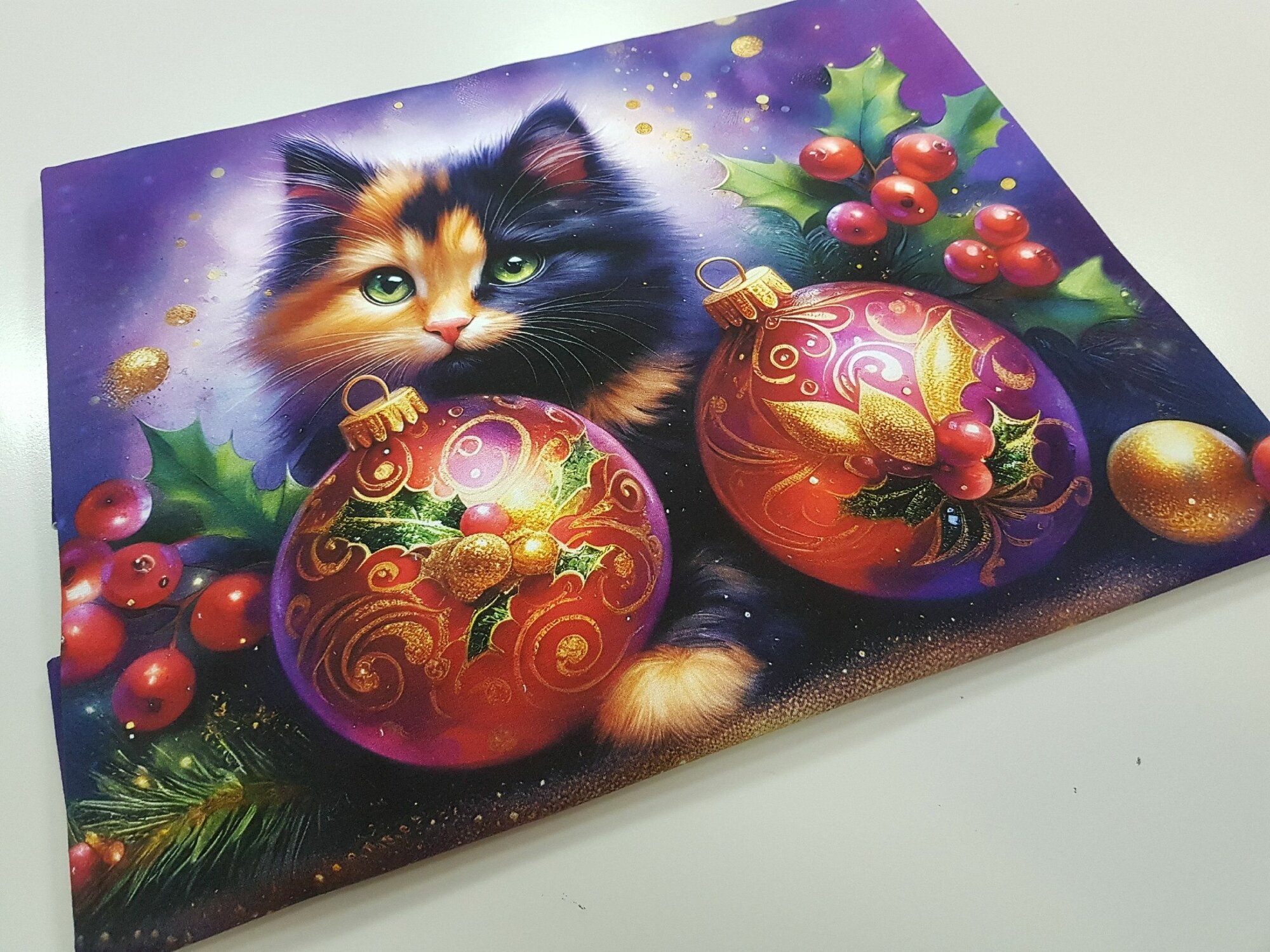 Футер купон 2х нитка "Новогодние котики-3" высота 65см, ширина 180см