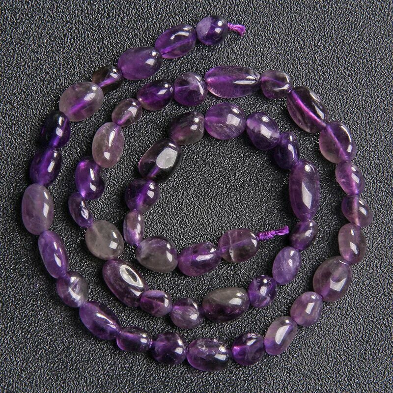 Бусины из розового кварца и аметиста 6-8 мм Фиолетовый, 6-8mm 19-22pcs, Amethyst