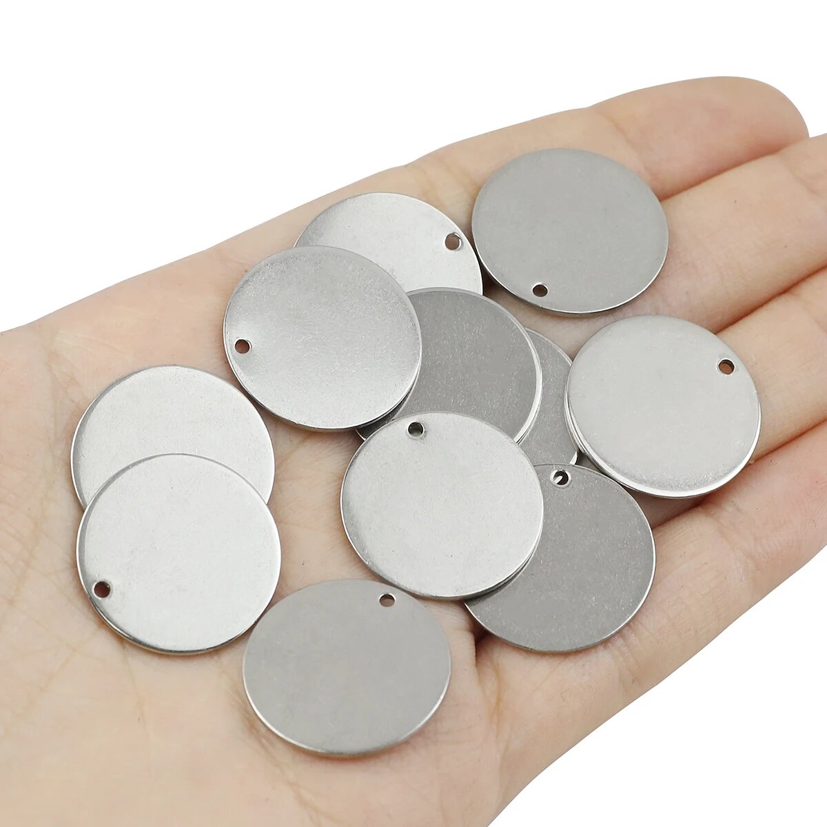 Серебряные пустые подвески из нержавеющей стали, 20mm-10pcs
