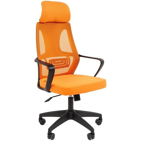 Кресло офисное Chairman CH636 черный пластик, оранжевый