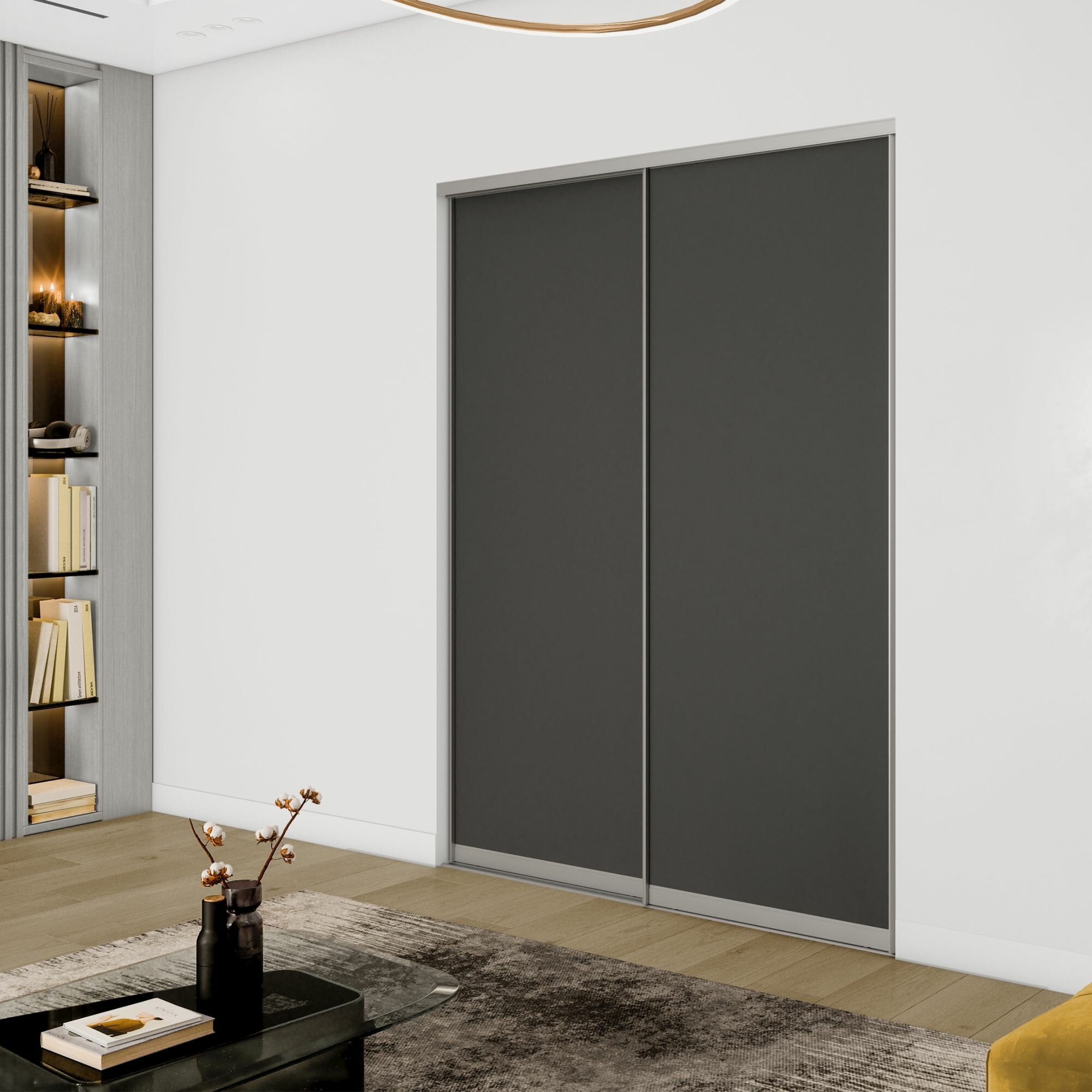 Готовое решение "Элегант" 2дв. ЛДСП, Серебро профиль, 180х10х225