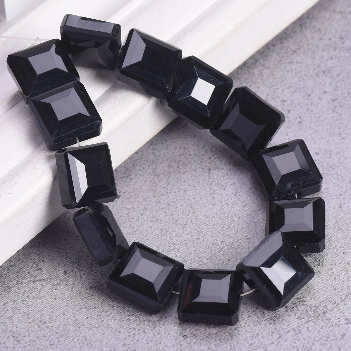 Dreamzeal стеклянные квадратные бусины 13 мм (10 шт) Black