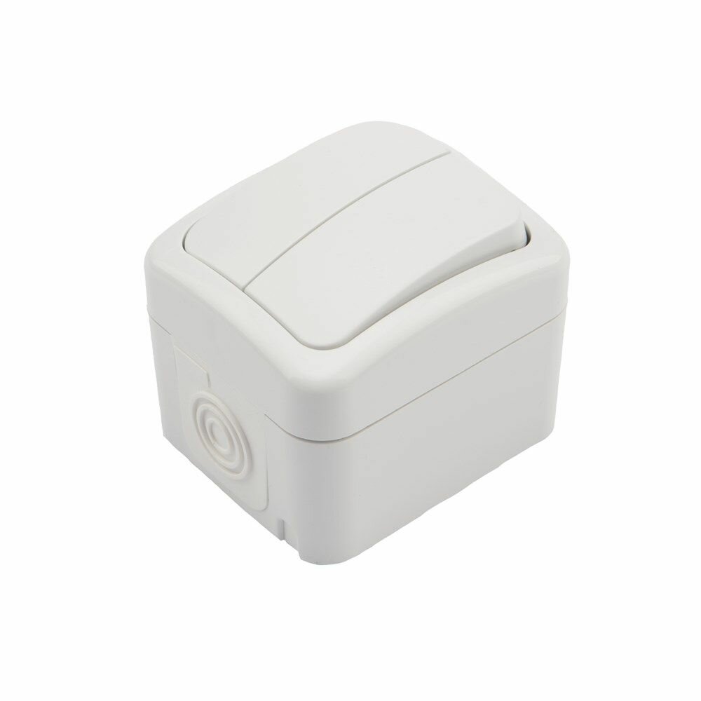 Выключатель двухклавишный Mini OG IP54 о/у, белый KRANZ