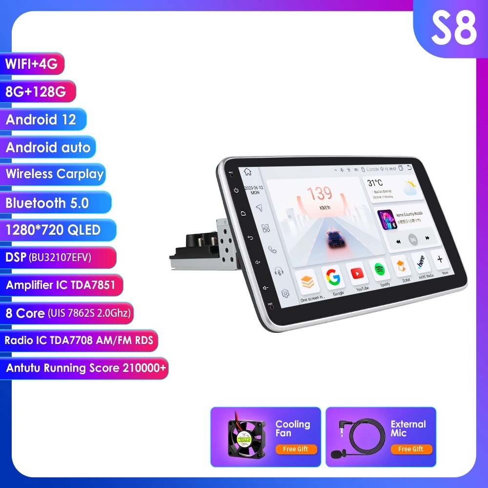 Android автомагнитола S8 4G 8Core 8/128G