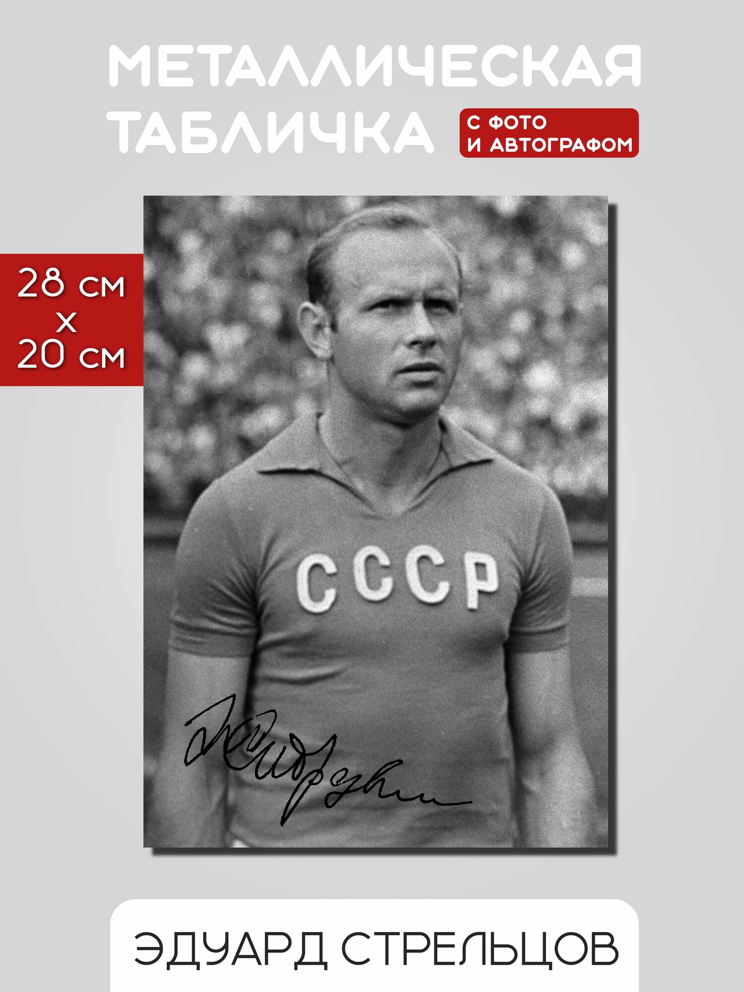 Металлическое фото с автографом Эдуард Стрельцов