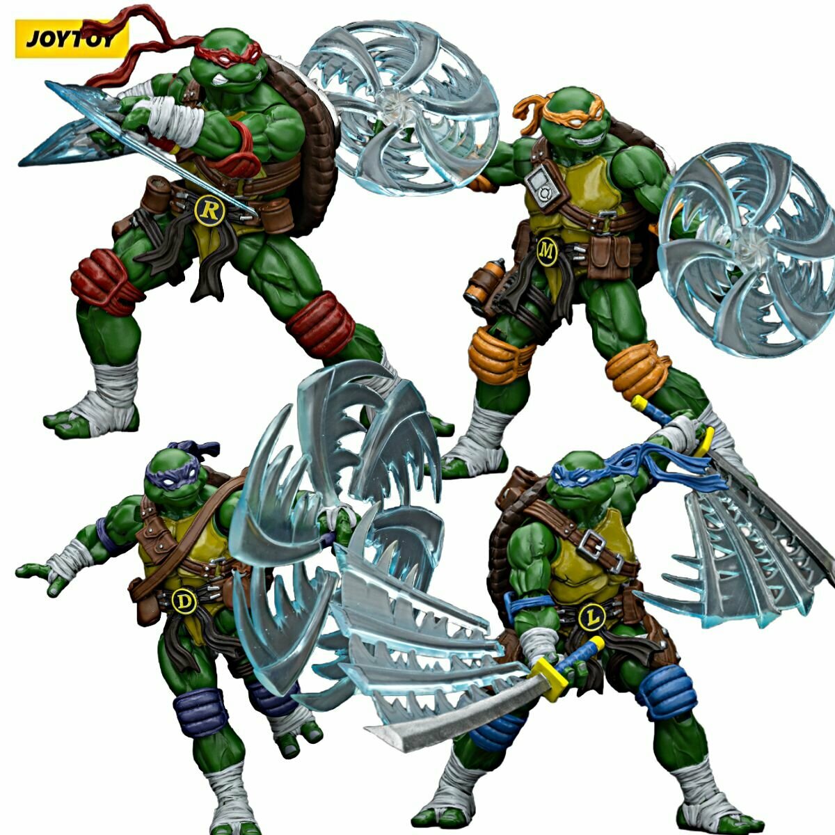 Набор фигурок Черепашки Ниндзя 4шт TMNT JOYTOY (10,6 см, коробка) Микеланджело Донателло Леонардо Рафаэль Подарочная модель