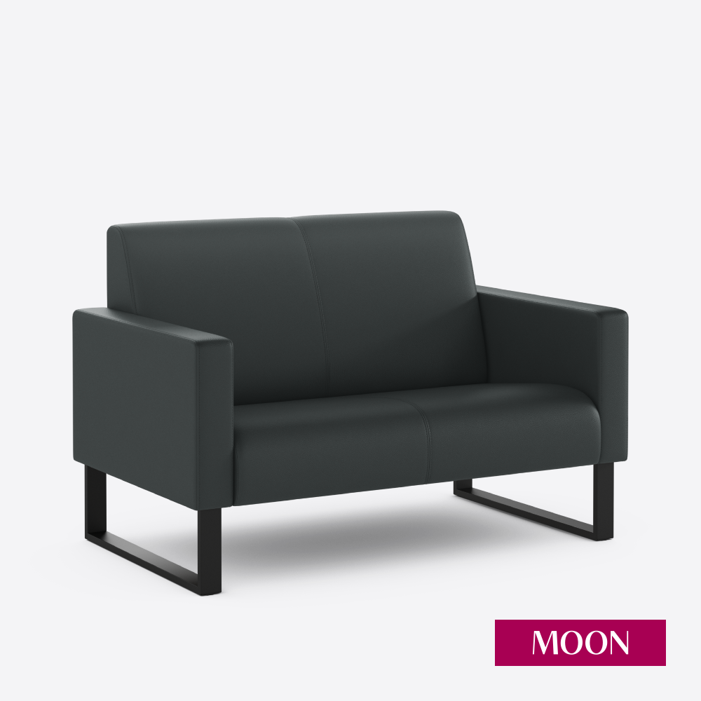 Диван MOON 158 экокожа, цвет черный, нераскладной, 134*84*91, эксклюзивная высокоэластичная пена (UniqFoam)