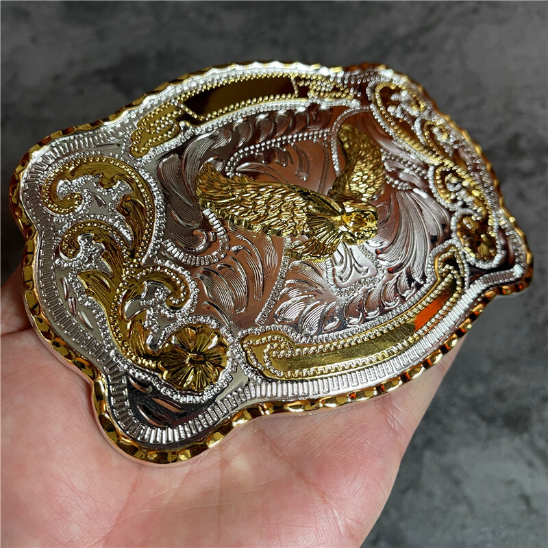 Пряжка декоративная для ремня с золотой летящий орел бляха на ремень мужской 40мм